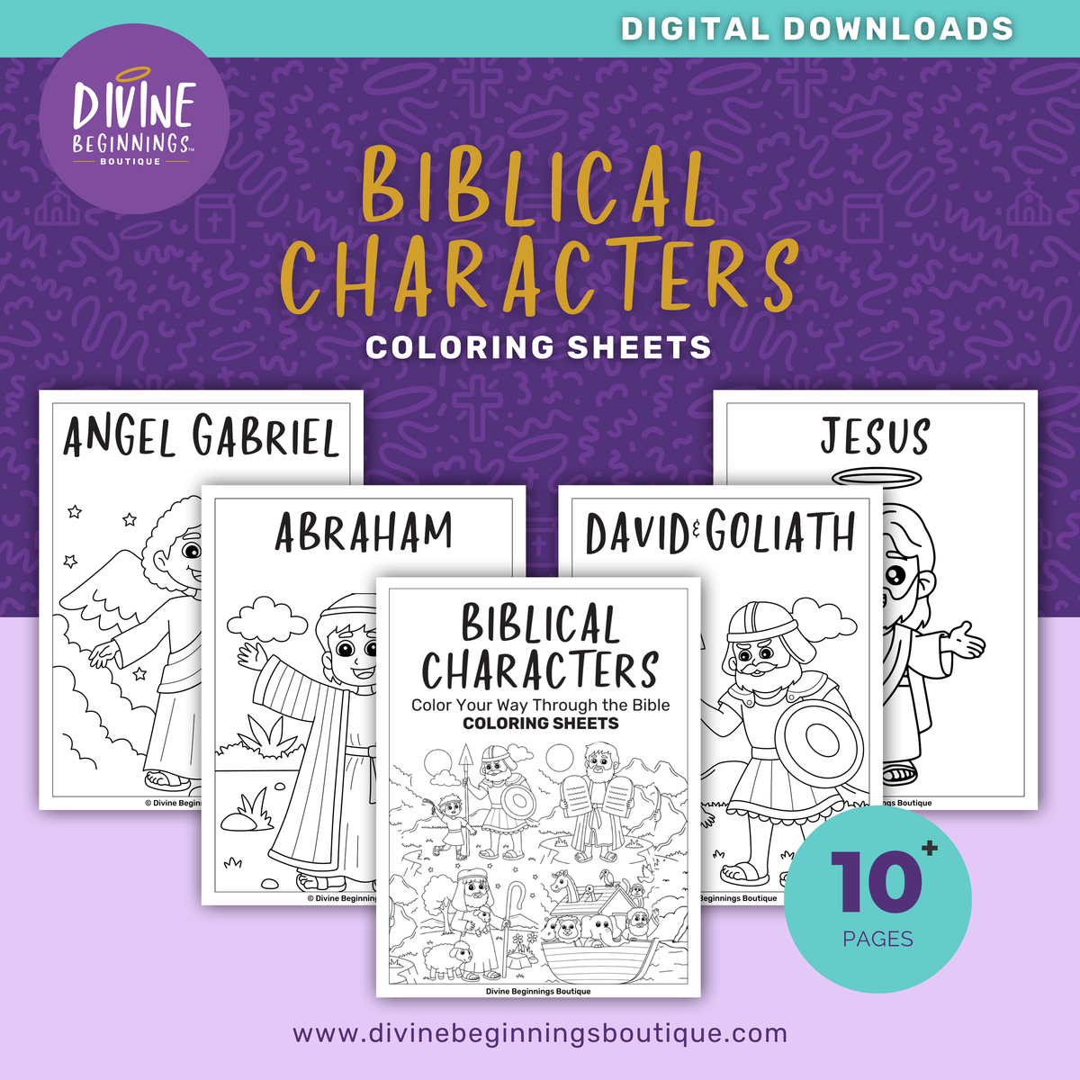 Biblical Characters Coloring Sheets - 10 Faith-Filled Pages (Downloada ...